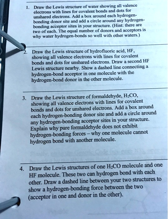 SOLVED: Draw the Lewis structure of water showing all valence electrons ...