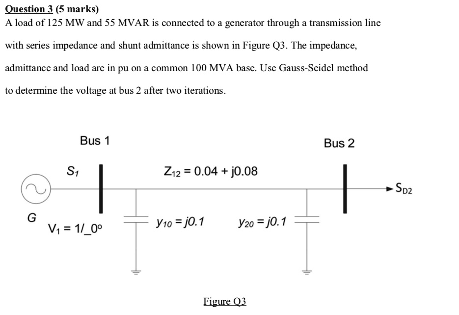 SOLVED: Question 3 (5 marks): A load of 125 MW and 55 MVAR is connected ...