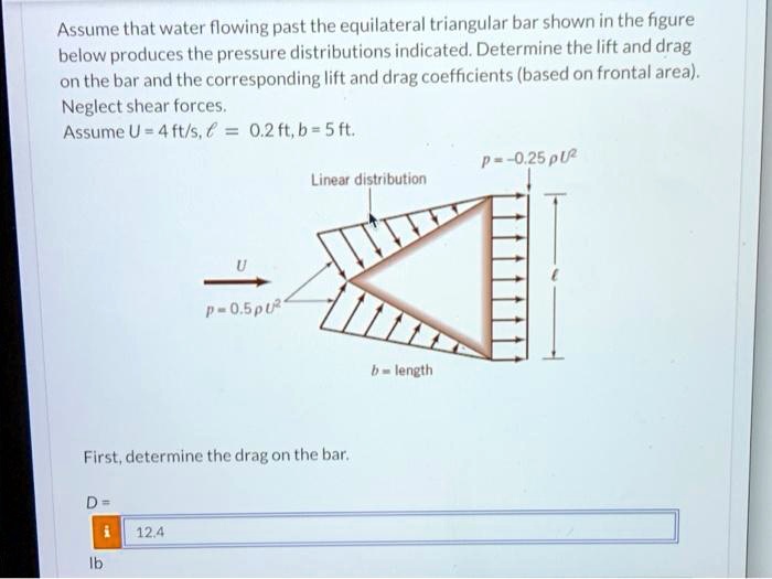 Assume that water flowing past the equilateral triangular bar shown in ...