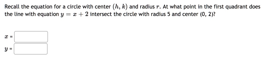 SOLVED: Recall the equation for a circle with center (h, k) and radius ...