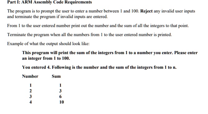 SOLVED: ARM Assembly Language (Raspberry Pi) and must be able to take user input then sum it up ...