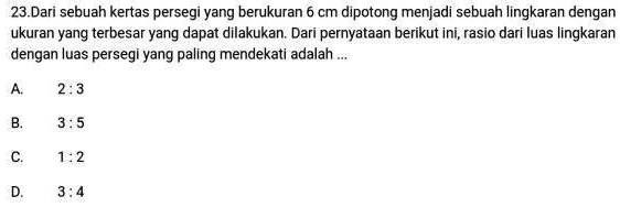 SOLVED: ada yang bisa bantu gak dengan caranya 23.Dari sebuah kertas ... SOLVED: ada yang bisa bantu gak dengan caranya 23.Dari sebuah kertas ...