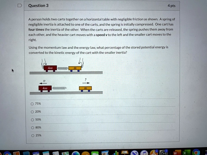 SOLVED: A person holds two carts together on a horizontal table with ...