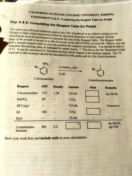 SOLVED: CALIFORNIA STATE POLYTECHNIC UNIVERSITY, POMONA EXPERIMENT ...