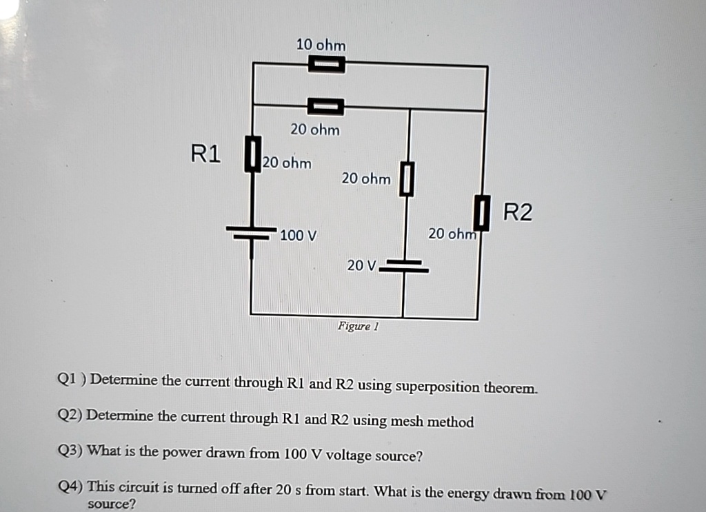 10 ohm 20 ohm r1 20 ohm 20 ohm r2 100 v 20 ohm 20 v figure 1 q1 ...