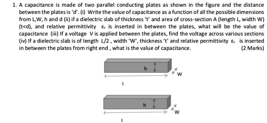 SOLVED: A capacitance is made of two parallel conducting plates as ...