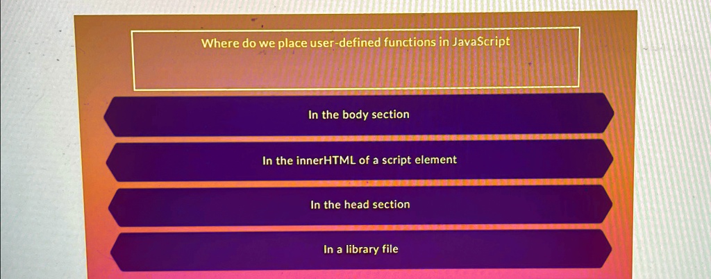 Where Do We Place User Defined Functions In Javascript In The Body Section In The Innerhtml Of A