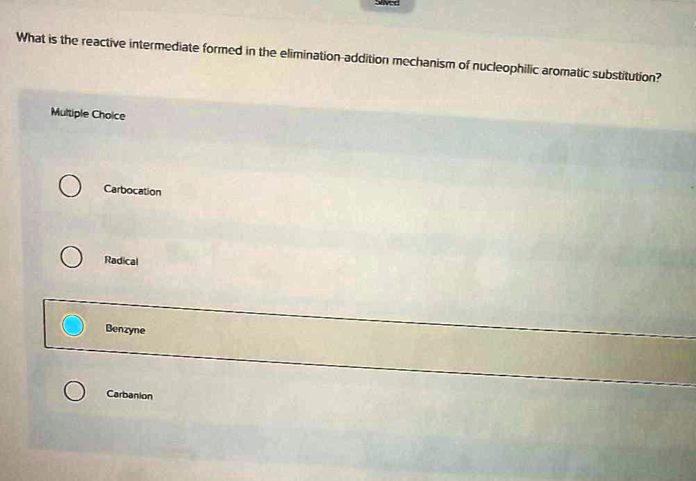 SOLVED: What is the reactive intermediate formed in the elimination ...