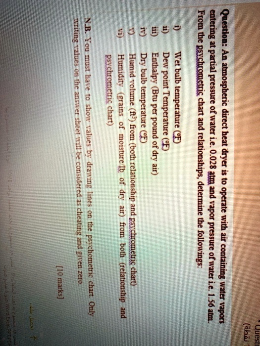 SOLVED: Separation process, show graph iv ii) psychrometric chart) Dry ...