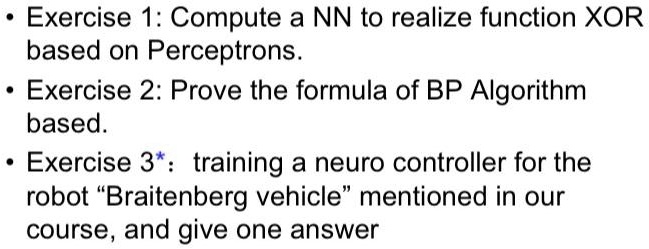 SOLVED: Exercise 1: Compute a neural network to realize the XOR function based on perceptrons ...
