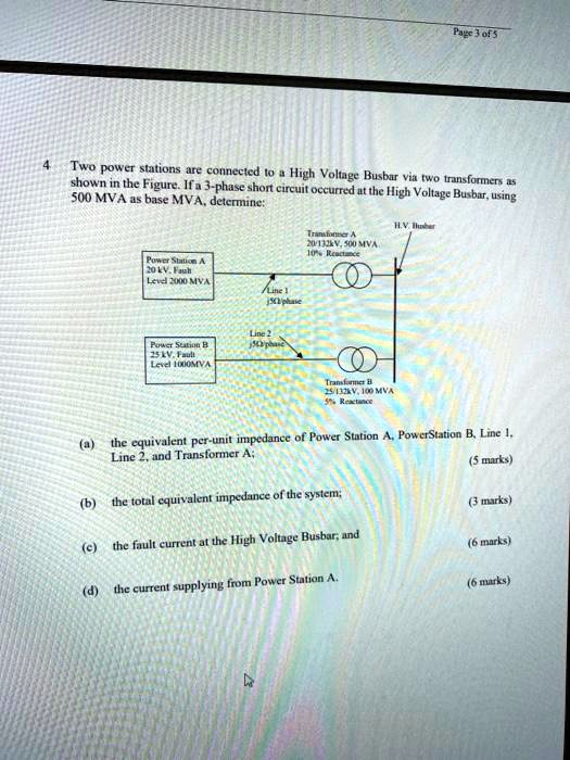 SOLVED: Two power stations are connected to a High Voltage Busbar via two transformers as shown ...