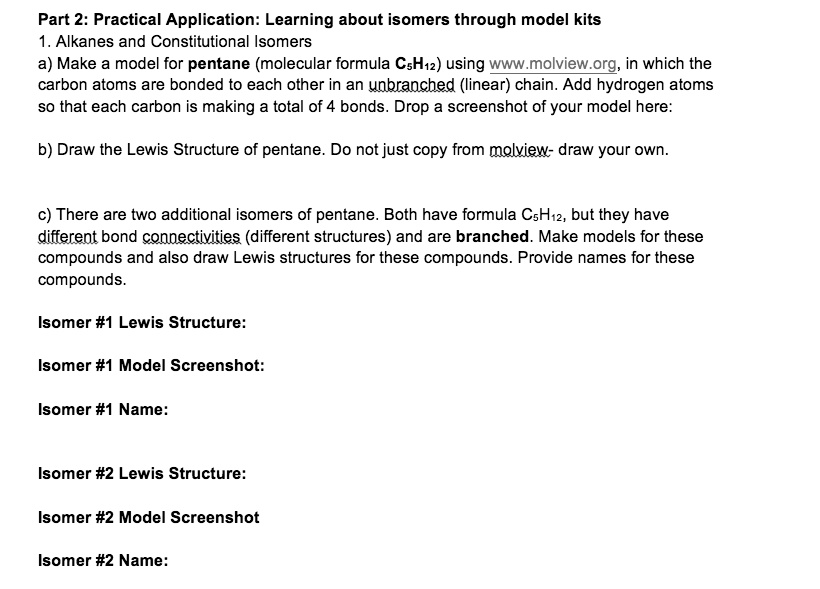 Part 2: Practical Application: Learning about isomers through model ...