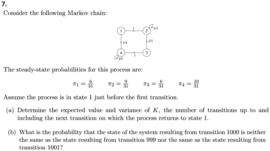 consider the following markov chain the steady state probabilities for ...