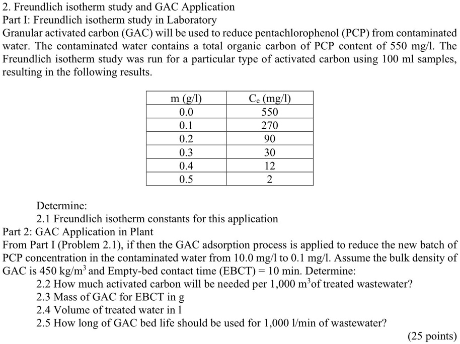 2. Freundlich isotherm study and GAC Application Part I: Freundlich ...