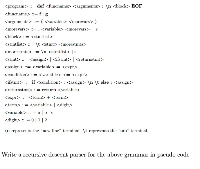 program def funcname arguments n block eof funcname fg ...