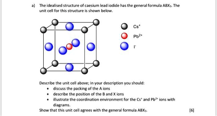 SOLVED: The idealized structure of caesium lead iodide has the general ...