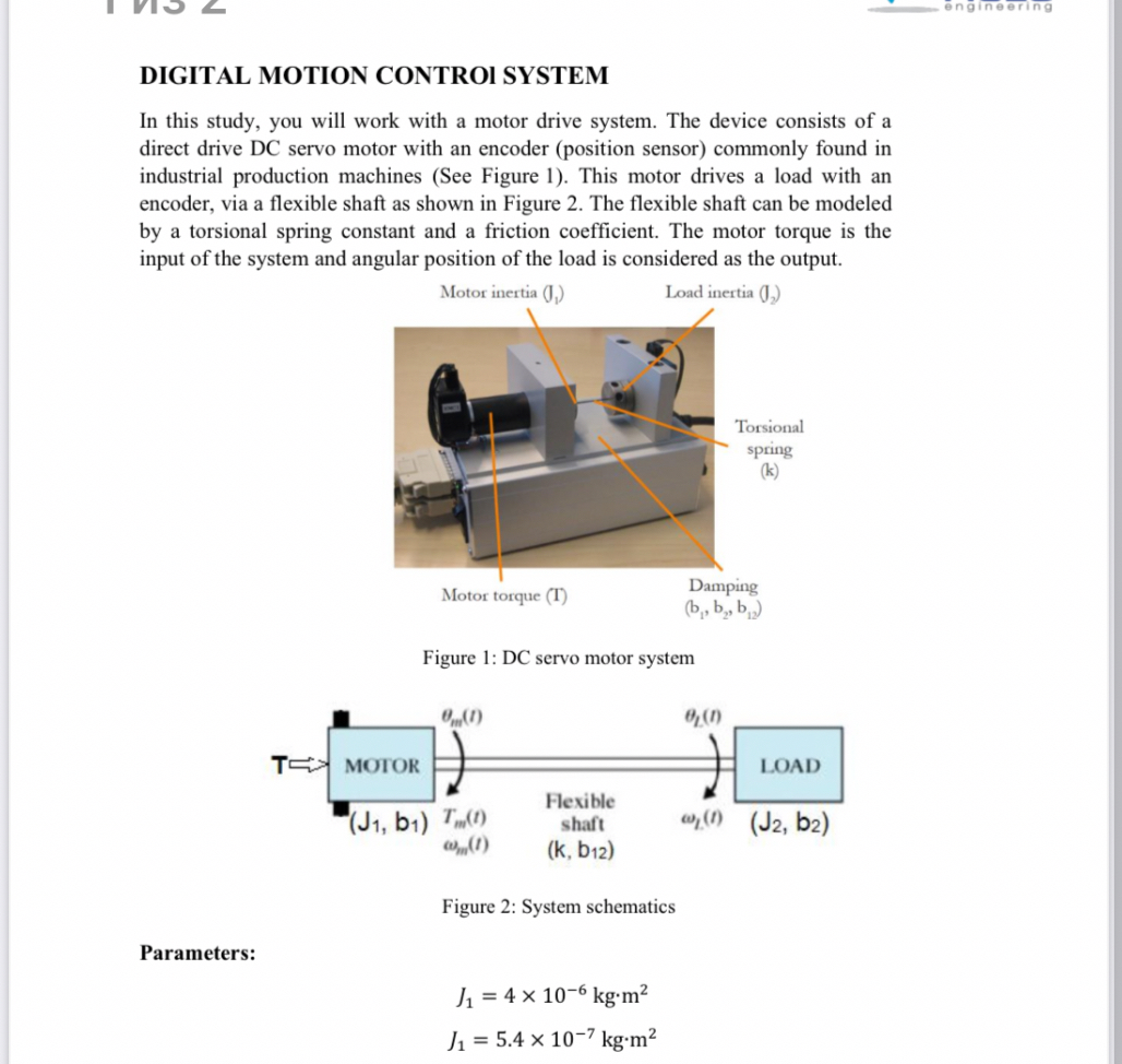 SOLVED: DIGITAL MOTION CONTROI SYSTEM In this study, you will work with ...