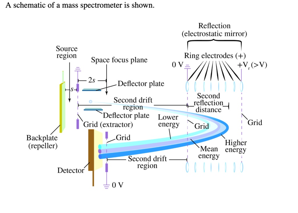 a schematic of a mass spectrometer is shown reflection electrostatic ...