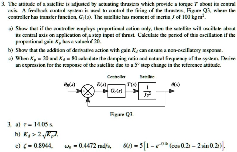 SOLVED: The attitude of a satellite is adjusted by actuating thrusters which provide a torque T ...