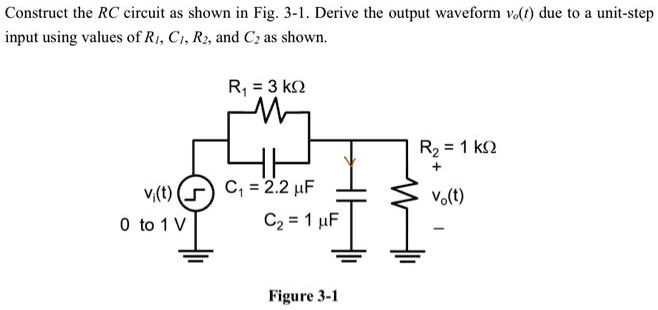 Construct the RC circuit as shown in Fig. 3-1. Derive the output waveform vo(t) due to a unit ...