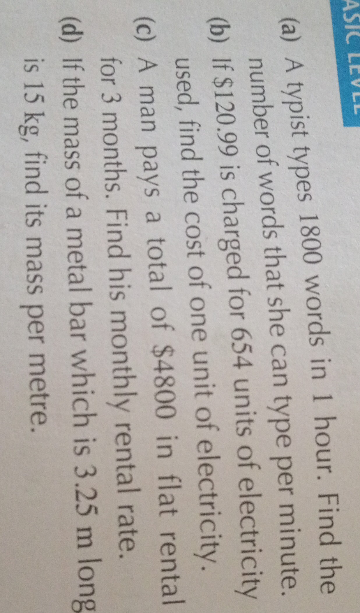 SOLVED: (a) A typist types 1800 words in 1 hour. Find the number of ...