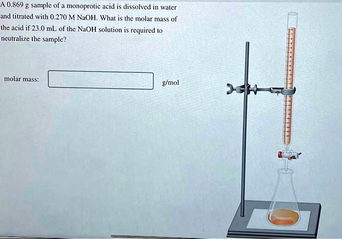 SOLVED: A 0.869 g sample of monoprotic acid is disolved in water and ...
