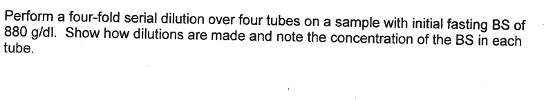 SOLVED: Perform a four-fold serial dilution over four tubes on a sample ...