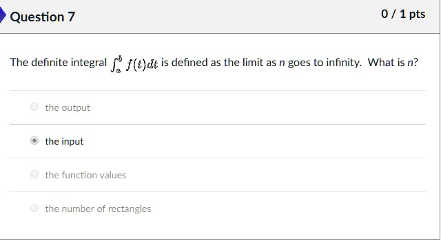 SOLVED: The definite integral f(t)dt is defined as the limit as n goes ...