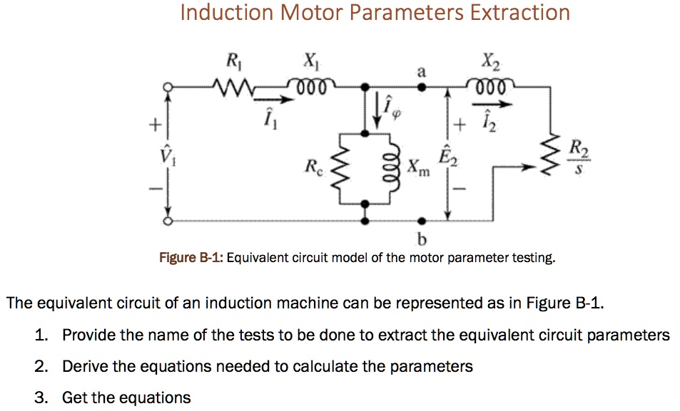 Solved Induction Motor Parameters Extraction Ri Xi 0 X2 0 A B Figure B 1 Equivalent