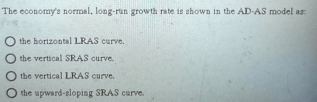 the economys normal long run growth rate is shown in the ad as model as ...