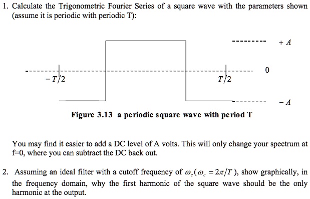 SOLVED: 1. Calculate the Trigonometric Fourier Series of a square wave ...