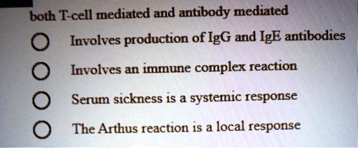 SOLVED:both T-cell mediated and antibody mediated Involves production ...