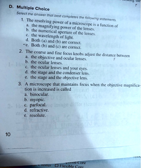 Solved Multiple Choice Select The Answer That Best Completes The Following Resolving