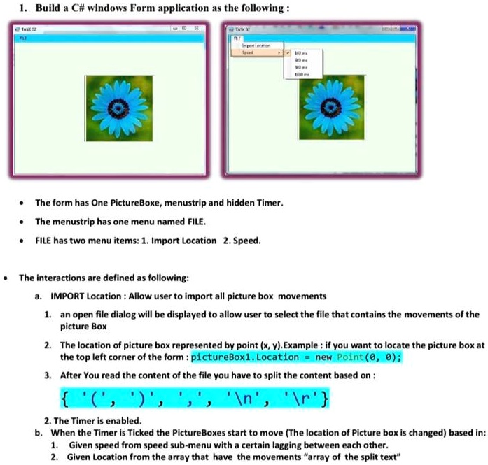 1. Build a C# windows Form application as the following: The form has ...