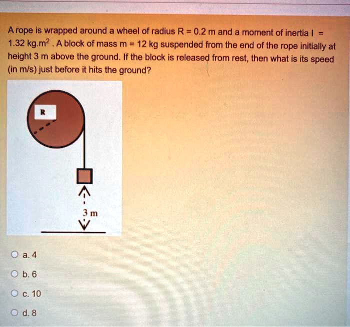 SOLVED: A rope is wrapped around a wheel of radius R = 0.2 m and a ...