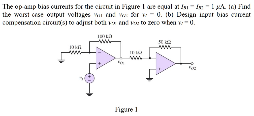 SOLVED: The op-amp bias currents for the circuit in Figure 1 are equal ...