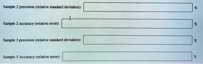 SOLVED: Sample precision (relative standard deviation): Sample accuracy ...