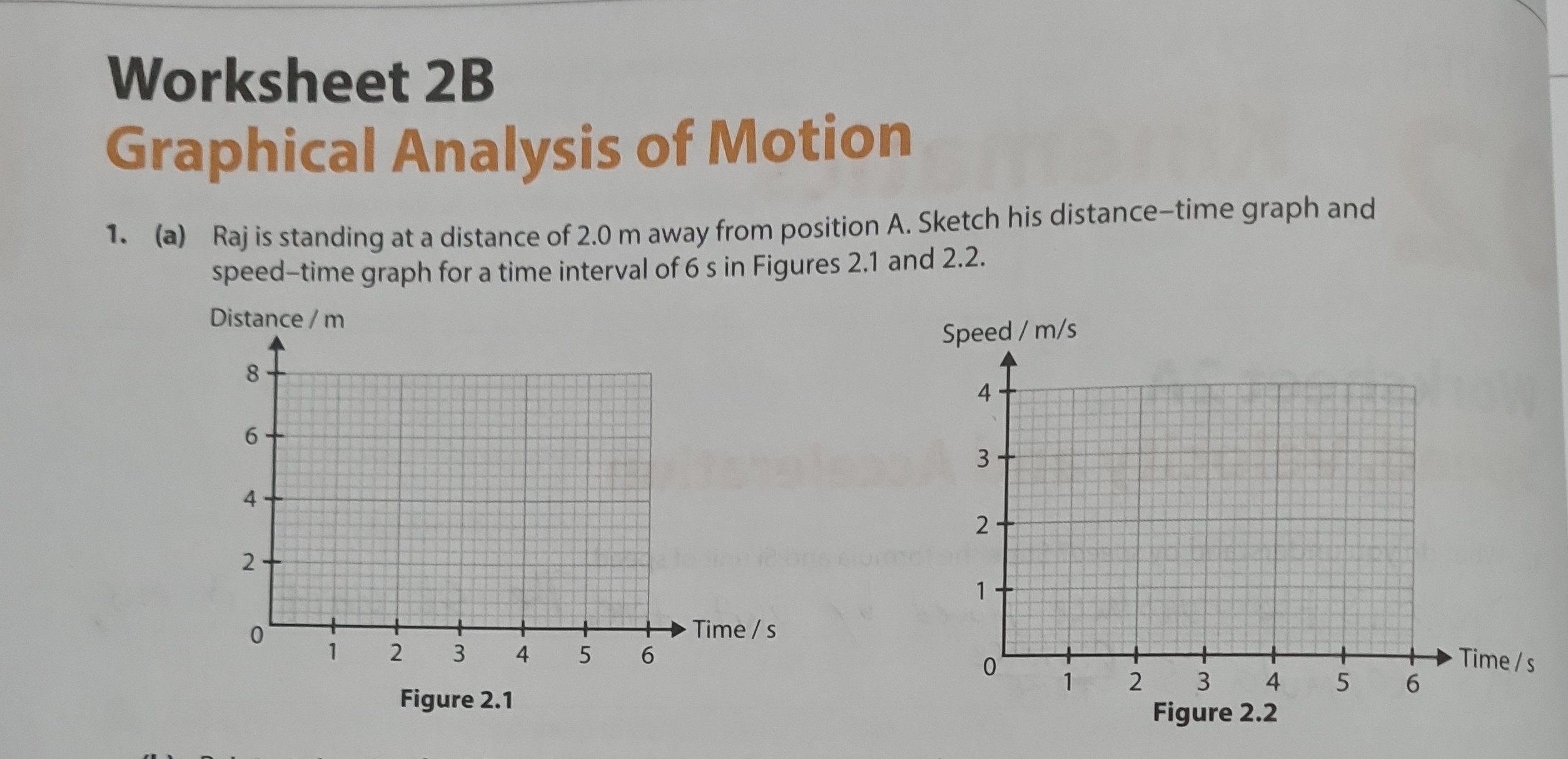 Worksheet 2B Graphical Analysis of Motion 1. (a) Raj is standing at a ...