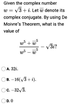 [GET ANSWER] given the complex number w v3 i let w denote its complex ...
