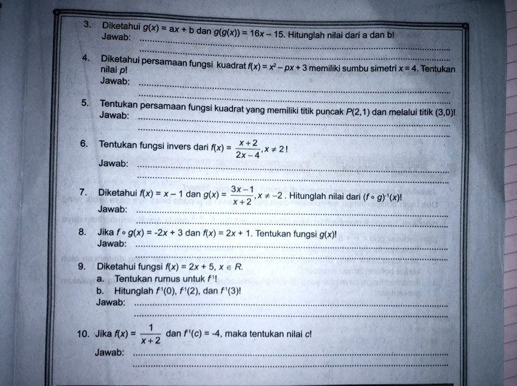 SOLVED: Dari nomor 3 sampai nomor 10. Tolong semua nomor Diketahui g(x ... SOLVED: Dari nomor 3 sampai nomor 10. Tolong semua nomor Diketahui g(x ...