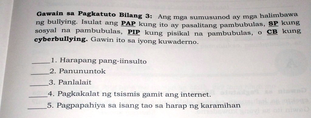 SOLVED: ayan po yung pic sa last post ko po Gawain sa Pagkatuto Bilang 3: Ang mga sumusunod ay ...