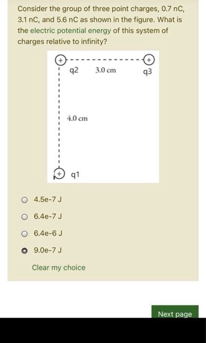 consider the group of three point charges 07 nc 31 nc and 56 nc as ...