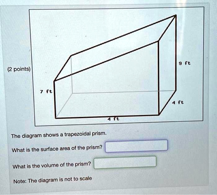 SOLVED: 9ft 2 points) 7ft 4 ft 4ft The diagram shows a trapezoidal ...