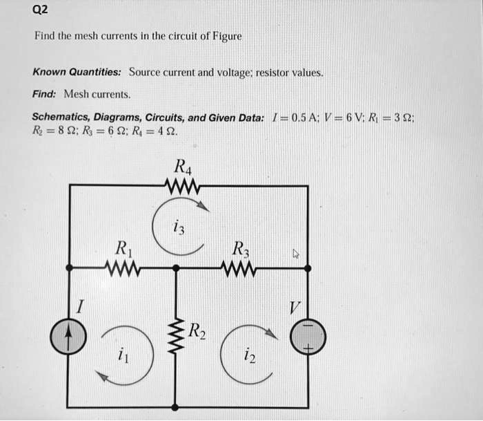 solve with complete working q2 find the mesh currents in the circuit of figure known quantities ...