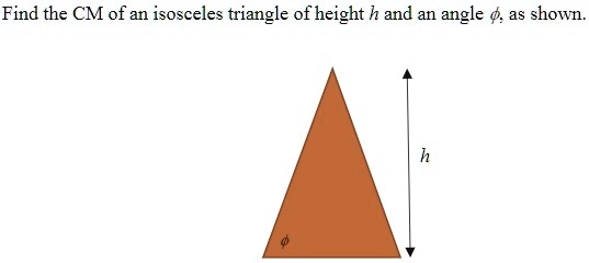 SOLVED: Find the CM of an isosceles triangle of height h and an angle as shown