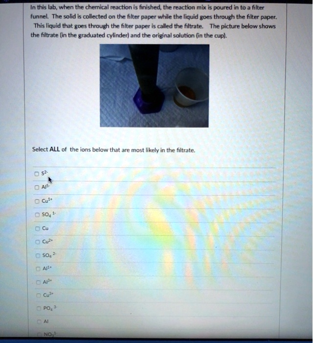 SOLVED: In this lab. when the chemica reaction is finished the reaction ...