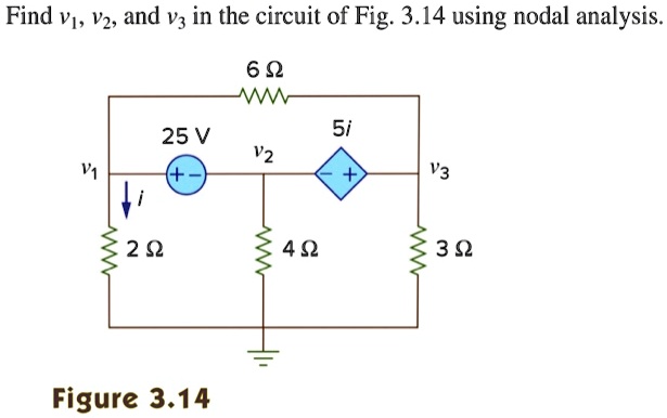 Find v1, v2, and v3 in the circuit of Fig. 3.14 using nodal analysis.