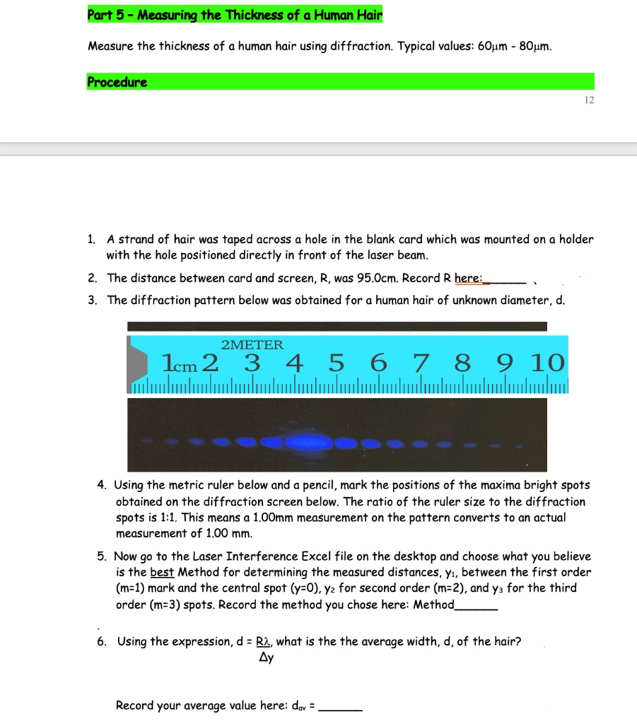 part 5 measuring the thickness of a human hair measure the thickness of ...