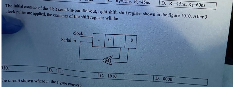 SOLVED: The initial contents of the 4-bit serial-in-parallel-out, right shift, shift register ...