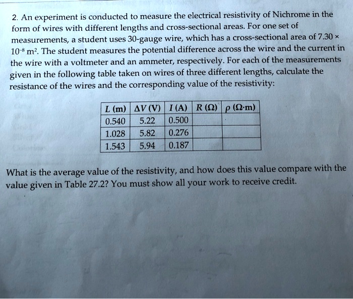 2 an experiment is conducted to measure the electrical resistivity of ...